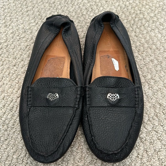 Coach | Shoes | Coach Black Leather Nicola Penny Loafer Driving Mocs B ...